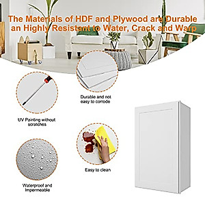 LOVMOR Kitchen Wall Cabinet & Cupboard, Medicine Cabinet,Bathroom Cabinet Wall Mounted with Doors and Shelves, 12" D*18" W*30" H, Shaker White