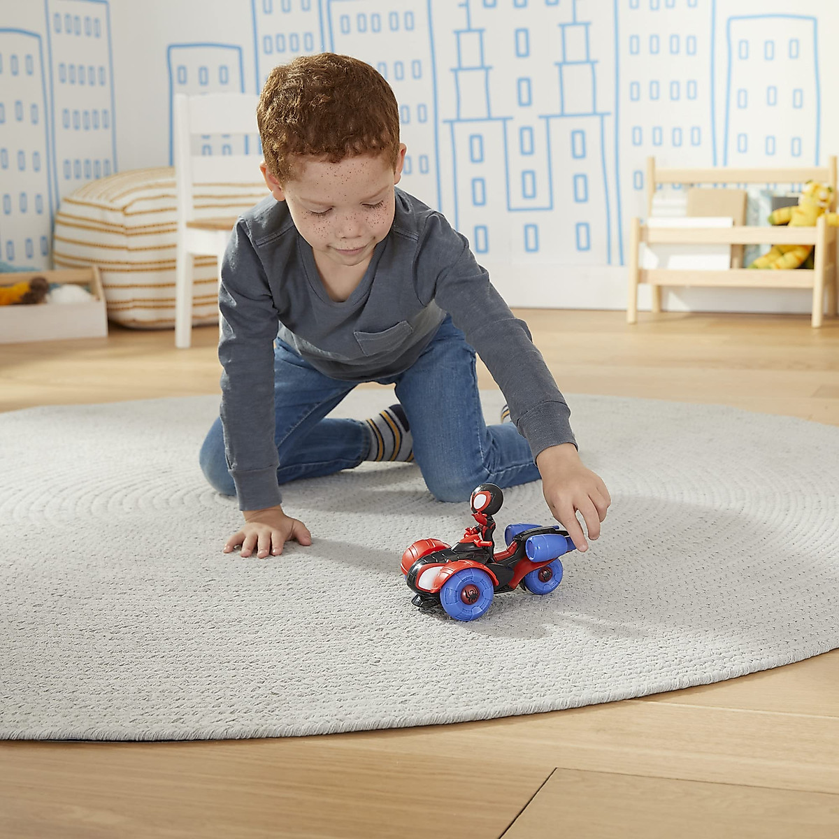 Spidey and His Amazing Friends Marvel Change 'N Go Techno-Racer and 4-Inch Miles Morales: Spider-Man Action Figure, 2 in 1 Vehicle, for Kids Ages 3 and Up