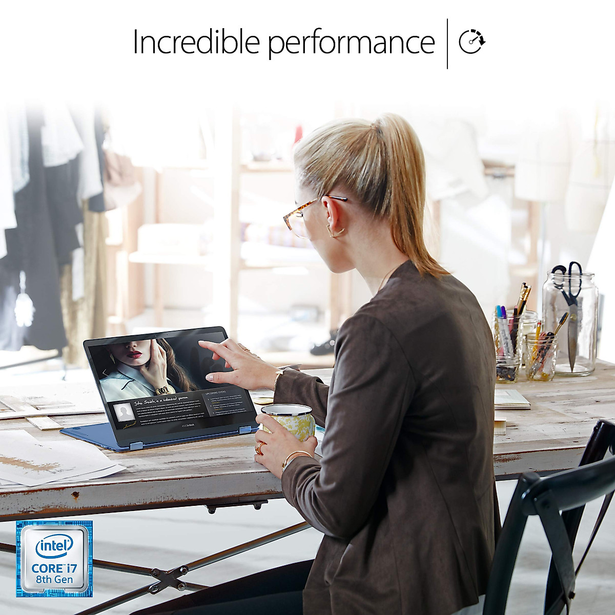 ASUS ZenBook Flip S Touchscreen Convertible Laptop, 13.3” Full HD, 8th Gen Intel Core i7 Processor, 16GB DDR3, 512GB SSD, Backlit KB, Fingerprint, Windows 10 Pro - UX370UA-XH74T-BL, Royal Blue