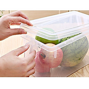 Eanpet Large Fridge Organizer Food Storage Containers Stackable Refrigerator Organizer Bins with Lids Clear Plastic Organizer Square Produce Saver for Fruits,Vegetable,Meat(Set of 4 Pack)