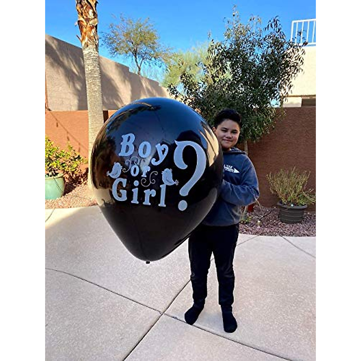 JLS Baby Shower Gender Reveal JUMBO 36 inch GIANT Balloon with heart shape Gold, Pink and Blue Confetti | Huge Balloon Boy or Girl | Balloon Gender Reveal Party | Baby Shower Surprise Party | Pregnant