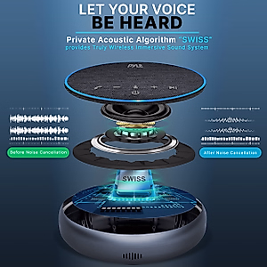 PyleUsa Conference Speaker Bluetooth Speakerphone - Multipurpose Conference & Streaming Speaker,Noise Canceling Swiss Immersive Crisp Voice Pickup for Office,Travel,Home, w/USB-C,Aux Cables - PSCN42