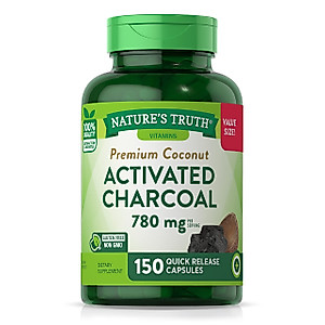 Nature's Truth Activated Charcoal Capsules 780mg | 150 Pills | Value Size | Non-GMO, Gluten Free Pills