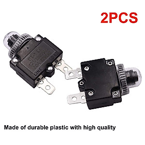 smseace 2PCS 20Amp Electric Button Breaker 125/250VAC, Overload Protector with Manual Reset, Waterproof Button Cap ST-1-20A