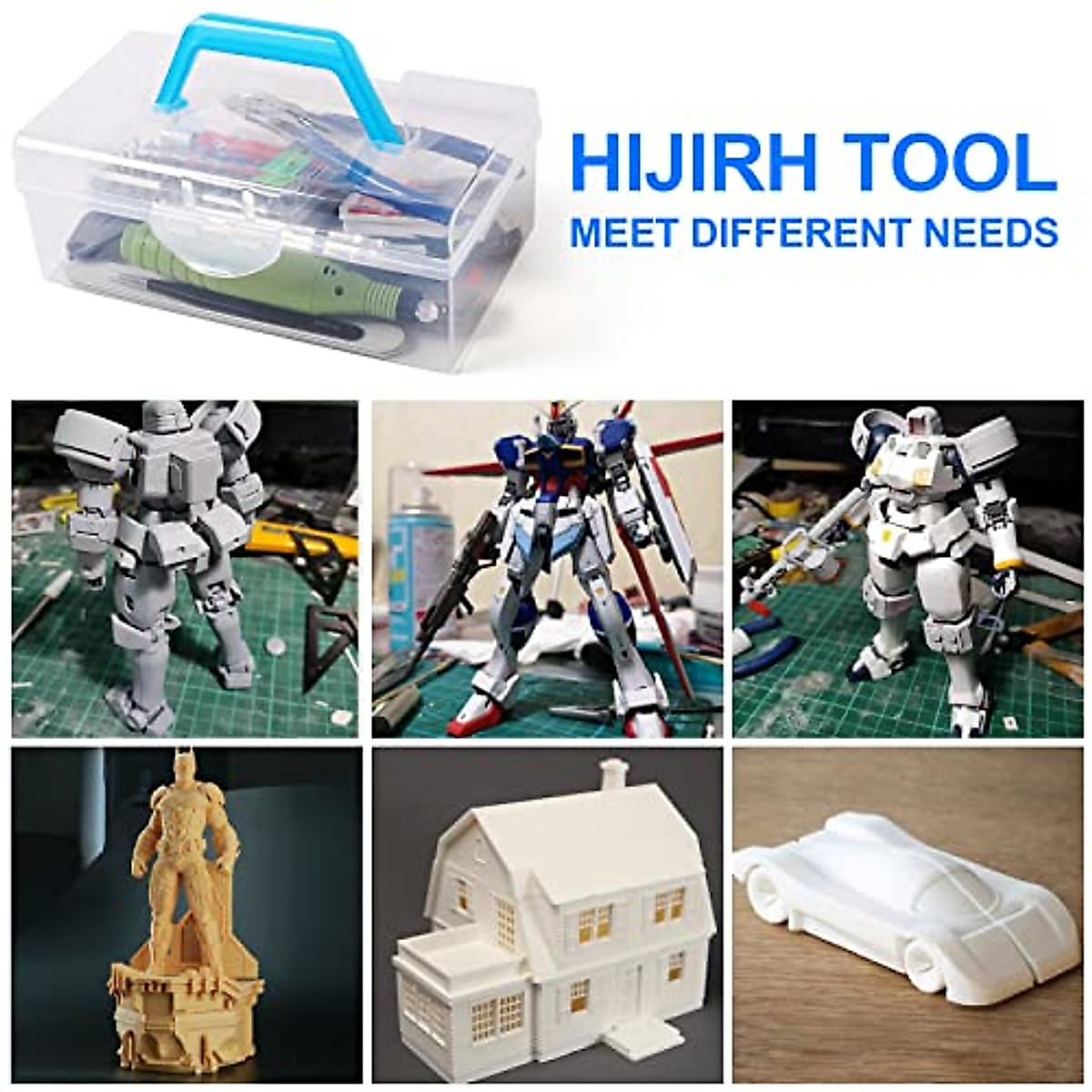 Upgrade 108 Pcs for Model Tool Kits,Hobby Tool Tool Sets,lncluding Electric Polishing Machine & Tool Box,for Gundam Model Kits,Basic Model Building,Repairing and Remove,Art and Crafts etc (HIJIRH)