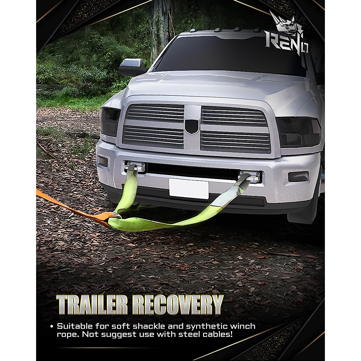 RENO Aluminum Front Tow Hooks, Heavy Duty Show Hook D-Ring Shackle Compatible with 2003-2018 Ram 2500 3500 2WD & 4WD Truck Recovery - Replace OEM 68171791AA, 52020587AB (2Pcs, Silvery)