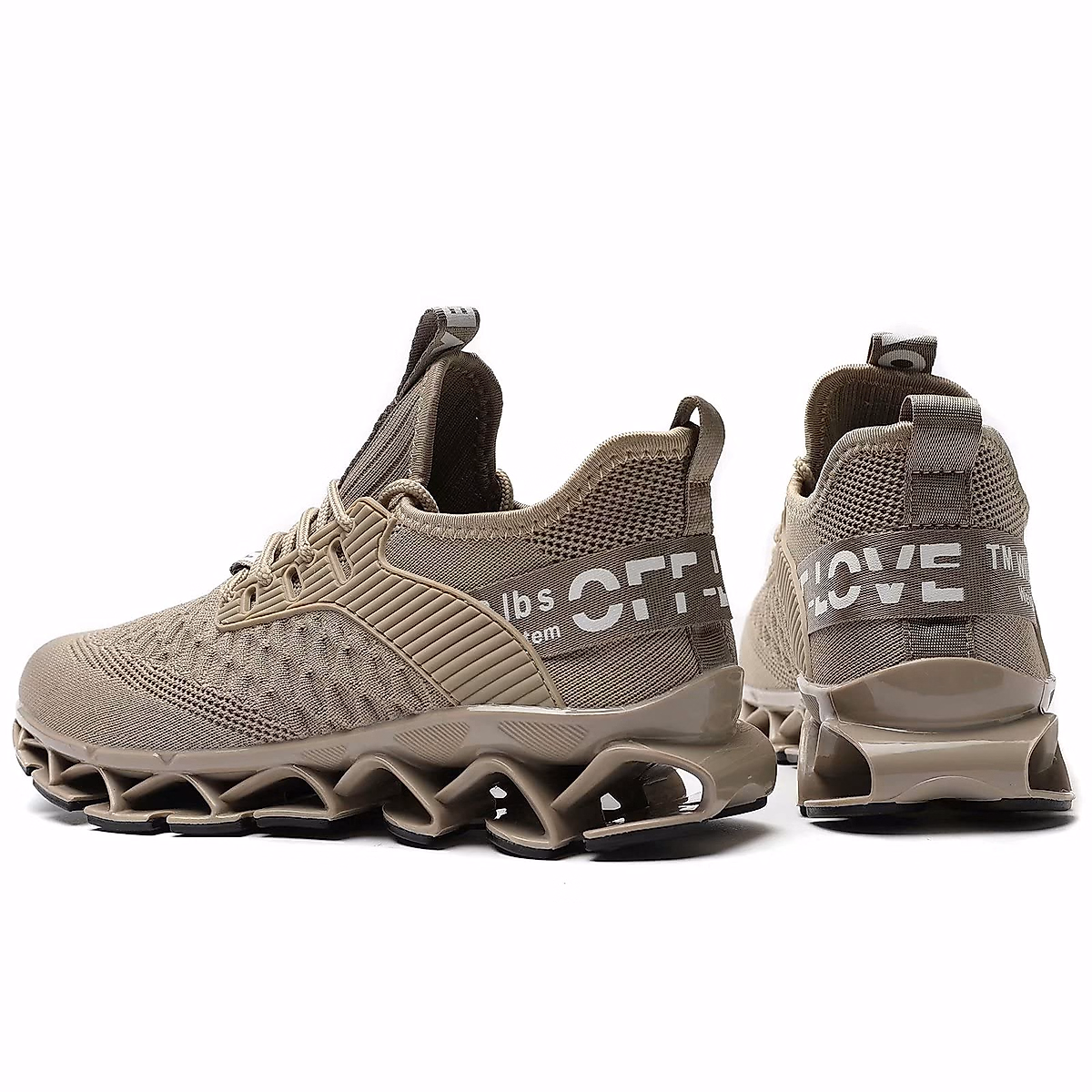 Men's Running Shoes Blade Tennis Walking Fashion Sneakers Breathable Non Slip Gym Sports Work Trainers Khaki