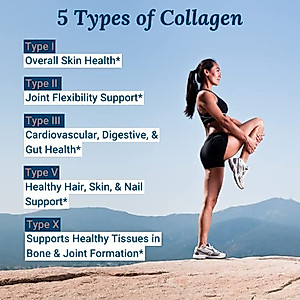 Live Conscious Beyond Collagen Multi Collagen Capsules - Types I, II, III, V & X | Hydrolyzed Blend with Biotin & Vitamin C for Hair, Skin, Nails 90 Capsules