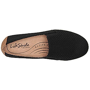 LifeStride Womens Next Level Slip-On Sneaker, Black, 7.5 US