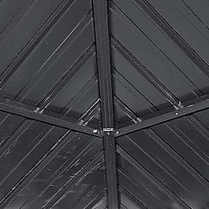 Goohome 12 x 18FT Hardtop Gazebo, Aluminum Frame Double Roof Gazebo Canopy with Mosquito Net and Curtains, Outdoor Permanent Hard Top Waterproof Pergola for Shade and Rain for Lawn, Backyard, Patio