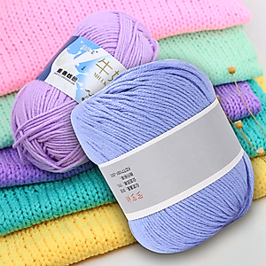 Milk Cotton Thread Colorful Baby Milk Cotton Yarn Soft Chunky Baby Milk Cotton Crochet Knitwear DIY Hand Knitting Yarn Mulit-Colorful Optional(Light Blue)