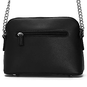 DAVID - JONES INTERNATIONAL. Lightweight Crossbody Bags for Women, Genuine Leather Small Shoulder Bag,Cell Phone Wallet Purses and Handbags with Chain Strap,Black Purse