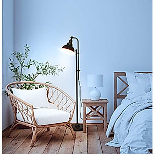 Brightech Dylan Industrial Floor Lamp for Living Rooms & Offices, Bright LED Floor Lamp – Charming Farmhouse Floor Lamp, Adjustable Head Standing Lamp for Bedroom Reading, Stunning Living Room Decor