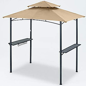 MASTERCANOPY  8 x 5 Grill Gazebo Outdoor BBQ Gazebo Canopy with 2 LED Lights (Khaki)