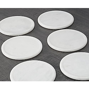 RADICALn Coaster Set Cup Pad 3.5 Inches Handmade Marble White Round Coasters Set for Mug Glass Drinks - Kitchen Caddy, Car, Office Drink Coaster Sets