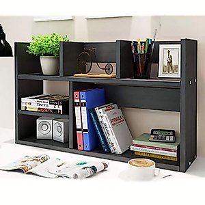 Jerry & Maggie Extra Large Desk Organizer Shelves for Office Organization, Multi Units Storage Rack Home Office Accessories, Office Must Haves Desk Shelf for Top of Desk, Black