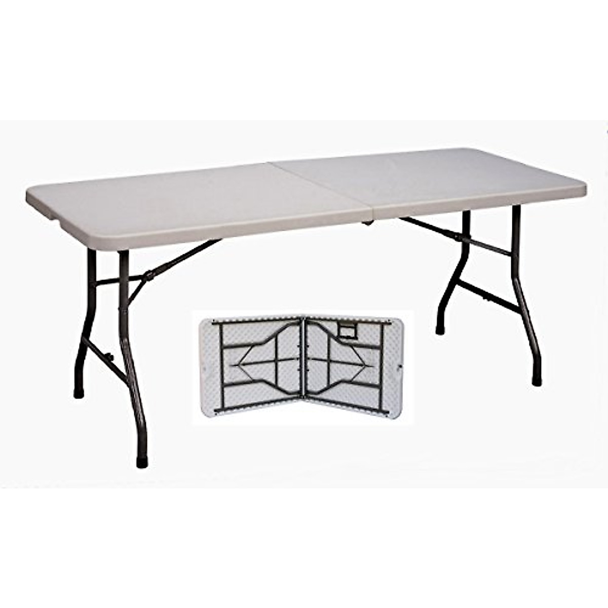 Correll CP3072FM Light Weight Blow Molded Fold in Half Table, For Easy Transportation, Rectangular, 30"x72", Gray Granite