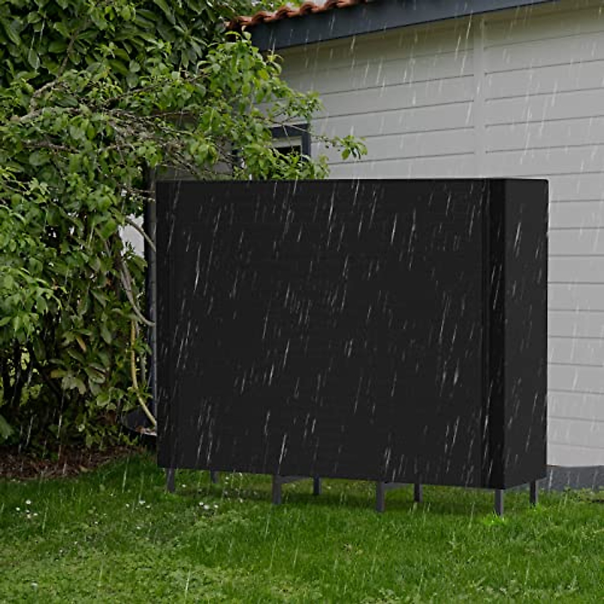 CADUKE 4ft Firewood Rack Outdoor with Cover Firewood Log Rack for Fireplace Firewood Storage Rack Heavy Duty Log Holder Indoor Fire Wood Rack Stand, Black