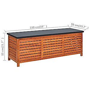 loibinfen Patio Storage Box 59.1"x19.7"x21.7" Solid Eucalyptus Wood Patio Garden Outdoor Storage Container for Toys, Furniture Deck box (Weight:63.05 lbs)