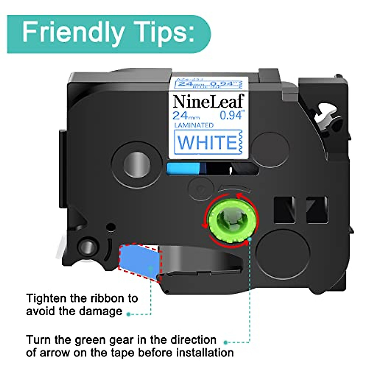 NineLeaf 3 Pack Compatible for Brother TZe-253 TZe253 TZ-253 TZ253 Label Tape 14mm 0.94'' 1'' Blue on White Standard Laminated Labeling Work with P-Touch PT-330 PT-2730 PT-D600 PT-E500 Label Maker