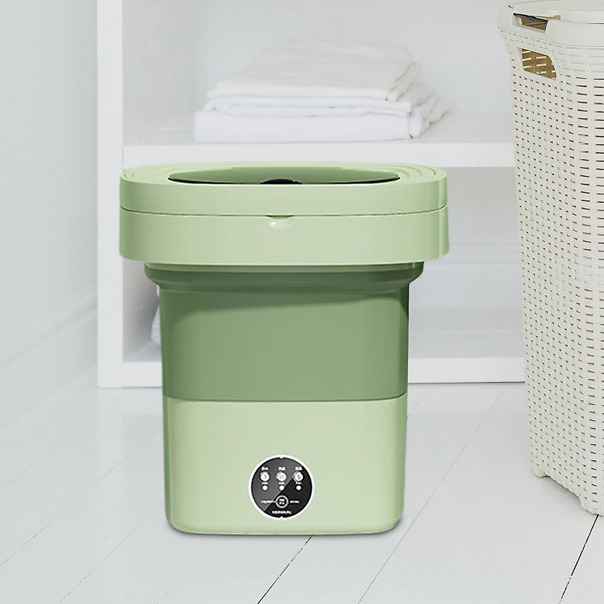 Portable Washing Machine Compact Small Washer 8L Powerful Lightweight Easy to Carry Small Bucket Washer for Dorm Apartment Laundry RV Sock, Green