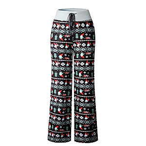 AMiERY Women's Christmas Pajamas Pants Xmas Gifts Pajama Bottoms Pants Palazzo XXL