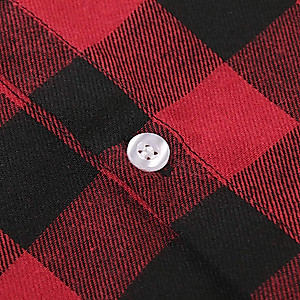 Boys Flannel Shirt Toddler Buffalo Plaid Shirt Long Sleeve Button Down Shirts Kids Casual Tops G001 Red Black Tag 160CM - 9-10 Years