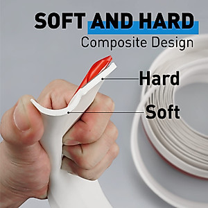 HOMWMPA Garage Door Seal Top and Sides, 34.4FT Garage Door Weather Stripping, Universal Soft and Hard Composite Rubber Weatherproofing Seal Strip with Adhesive Backing, White