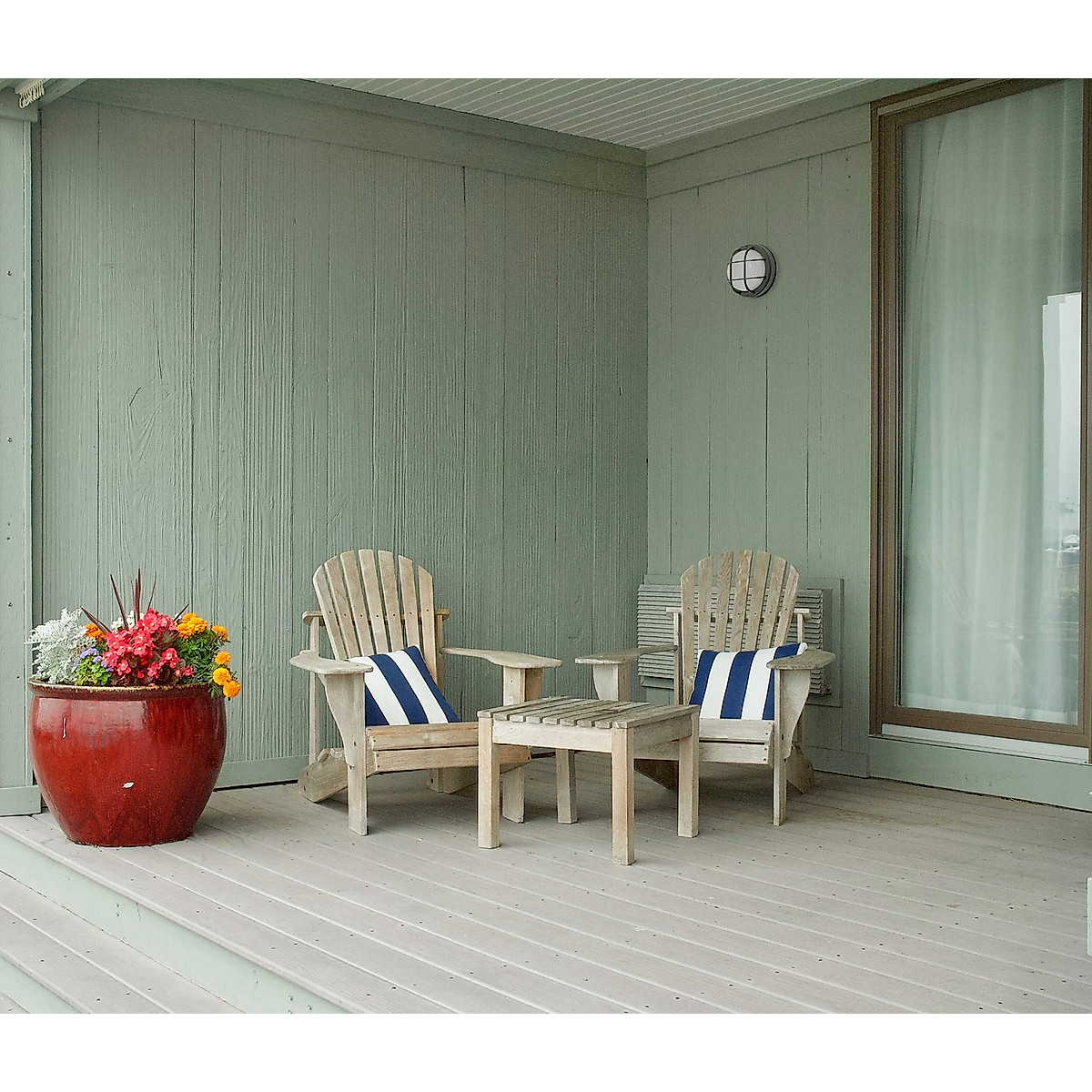 CORAMDEO Outdoor 8” Round LED Nautical Bulkhead Light, Flush Mount for Wall or Ceiling, Wet Location, 75W of Light, 900 Lumens, 3K, Black Cast Aluminum with Frosted Glass Lens