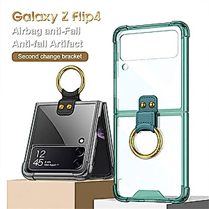 HAII Case for Samsung Galaxy Z Flip 4, Slim Galaxy Z Flip 4 Protective Case with Ring Holder, Fashion Crystal Shockproof Protection Phone Case Cover for Samsung Z Flip 4 5G 2022 (Clear Gray)