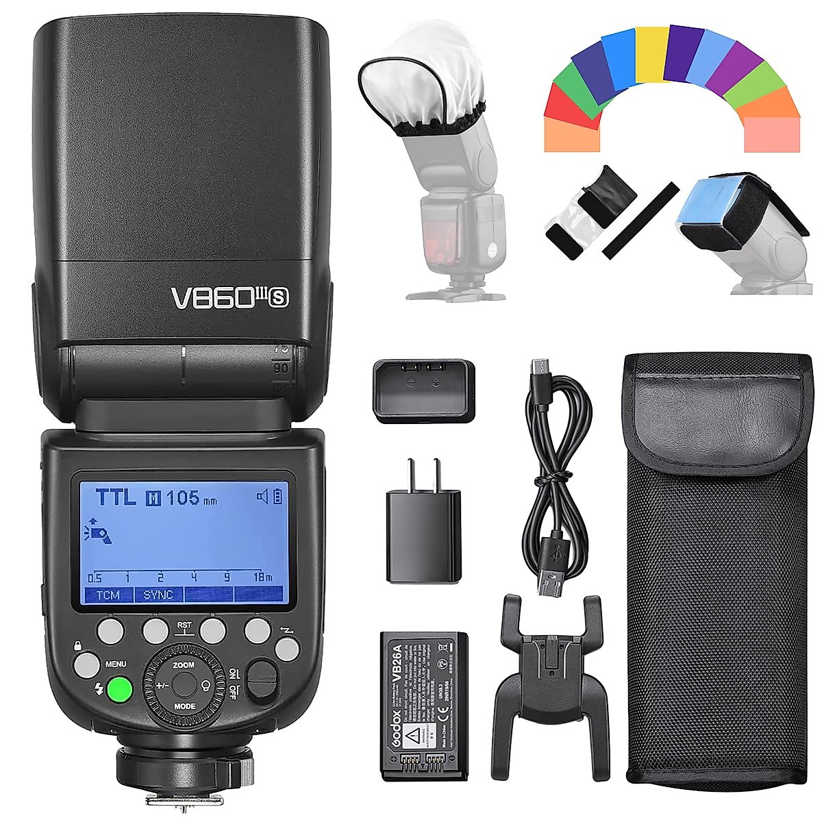 Godox V860III-S Camera Flash Light Wireless TTL Speedlite Modeling Light Transmitter/Receiver Manual/Auto Flash GN60 1/8000s HSS Built-in 2.4G Wireless X System Replacement for Sony Cameras
