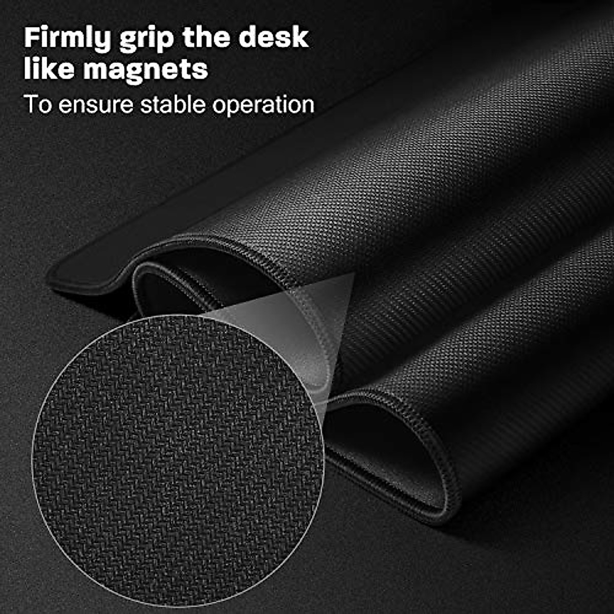 LeadsaiL Extended Gaming Mouse Pad (32X12X0.16In), Large Non-Slip Rubber Base Mousepad with Stitched Edges, Waterproof Keyboard Mouse Mat Desk Pad for Work, Game, Office, Home (Large Matt Black)