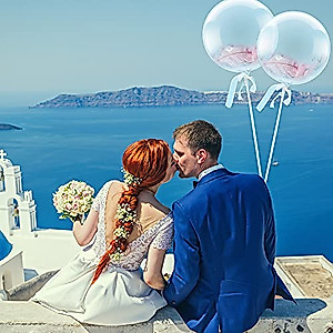 Bobo Balloon Sticks Clear Transparent Balloon Sticks Long Clear Balloon Holder with Cups for Balloons Birthday Valentine's Day Mother’s Day Graduation Wedding Anniversary decoration (25 Sets)