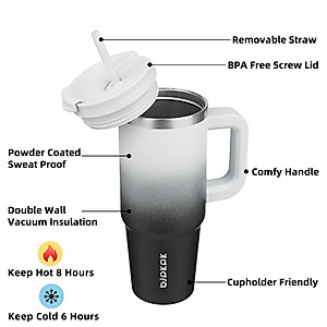 BJPKPK 30 oz Insulated Tumbler With Lid And Straw Stainless Steel Tumblers Cup With Handle For Women And Men,Day And Night