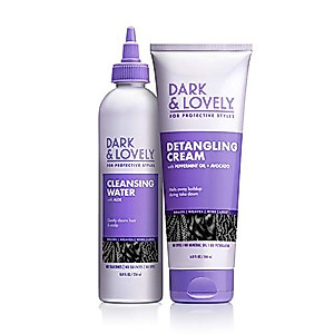 Softsheen-Carson Dark and Lovely for Protective Style Cleansing Water and Cream Detangler Kit Shampoo with Aloe and Conditioner with Avocado and Peppermint, 2 Count