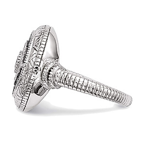 Bonyak Jewelry Solid Sterling Silver Rhodium-plated Black and White CZ Evil Eye Ring in Size 7