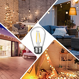 60 Pack LED Replacement Light Bulbs S14 Shatterproof Waterproof String Light Replacement Bulbs 1W Outdoor LED Bulbs Vintage Patio Bulbs, E26 110v Regular Base (Warm White)