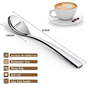 Coffee Spoons ,4-Piece GLAMFIELDS Teaspoons with a Long Handle, 6.1"Demitasse Espresso Spoons Set Food Grade Stainless Steel Small Serving Spoons for Dessert