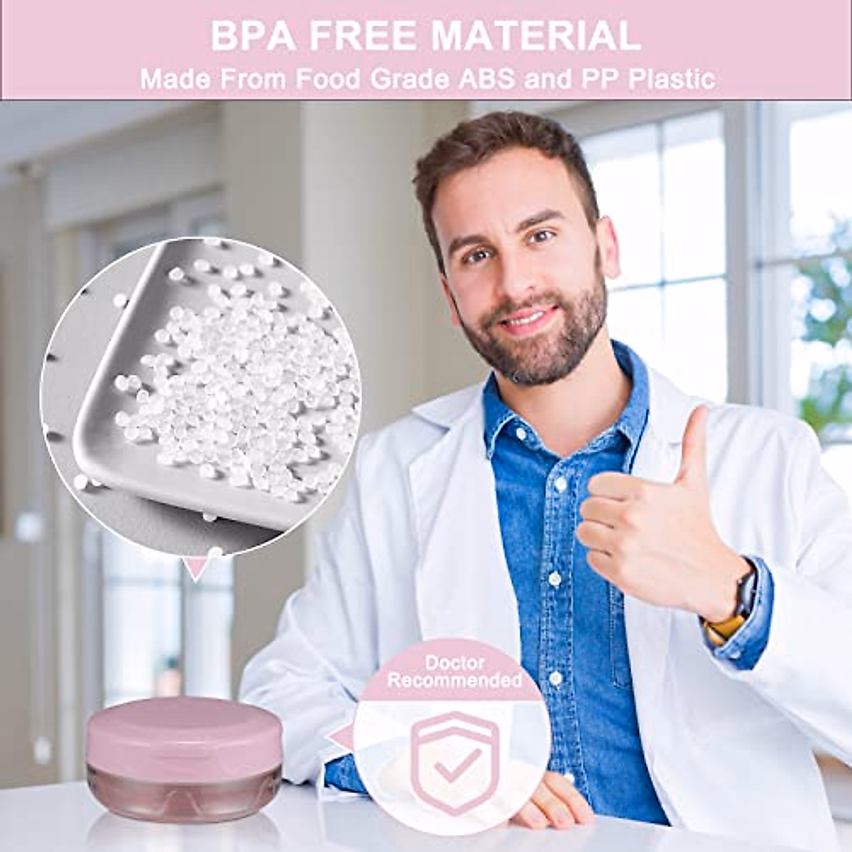 Denture Case, Leak Proof Denture Bath Case Cup Kit for Travel Cleaning, Denture Holder Box Bath Soaking Container for Women & Men with Mirror, Strainer, Removal Tool and Denture Brush(Pink)