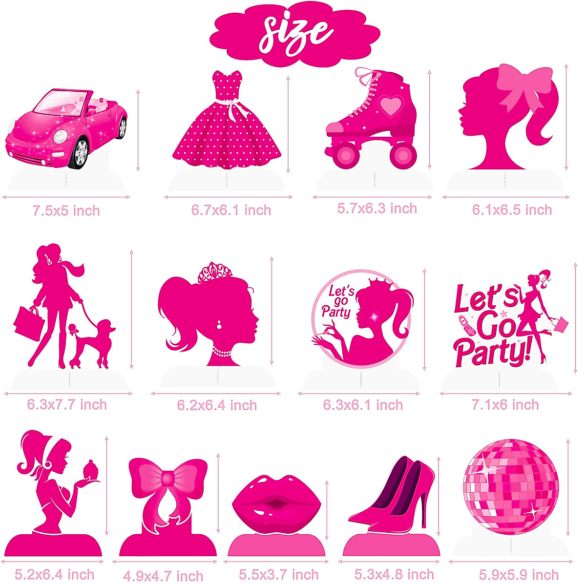 Hot Pink Girl Party Honeycomb Centerpieces 12Pcs Pink Birthday Party Decorations for Girls Hot Pink Princess Birthday Centerpieces for Bachelorette Party Bridal Shower Girls Birthday Party Supplies