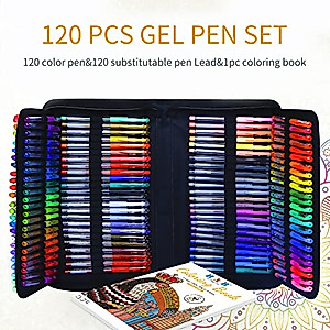 mewmewcat gel pens,60 Glitter Color Artist Gel Pen Set with 30 Matching Color Refills Fine Tips Coloring Book for Drawing Sketching School Stationery Suppliers Office Accessories DIY Tools Kit