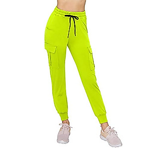 ALWAYS Cargo Jogger Pants for Women - Super Soft Casual Lounge Sweatpants Neon Lime 2XL