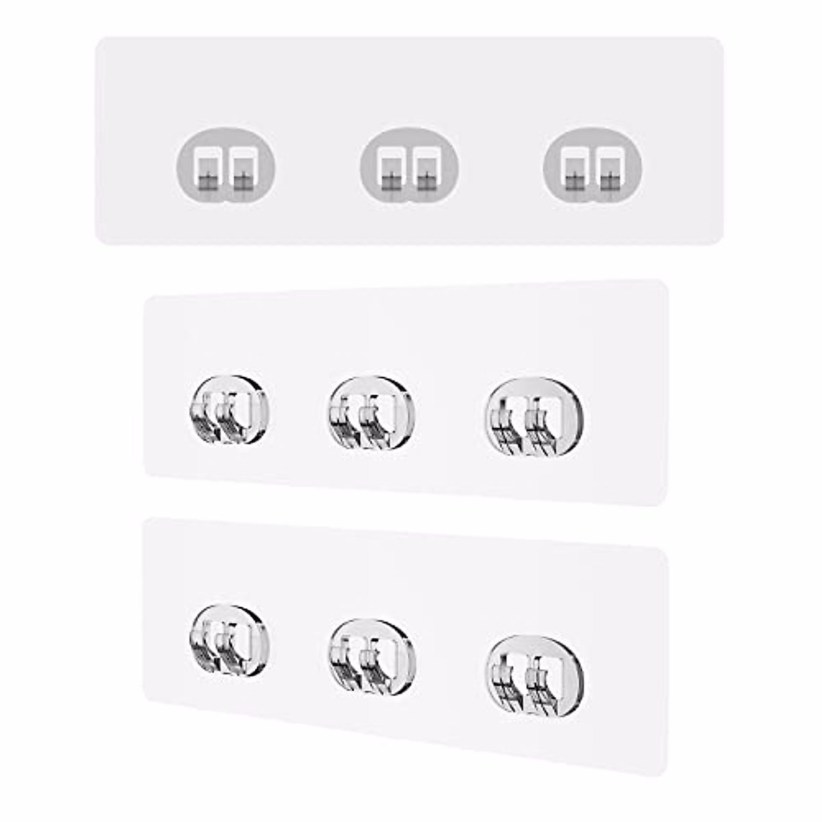 Umart 3 Packs Adhesive Hooks Sticker for Replacement No Drilling No-Trace Transparent Adhesive Waterproof Adhesives Hook Strip for Shower Caddy, Bathroom Storage Shelves and Kitchen Racks