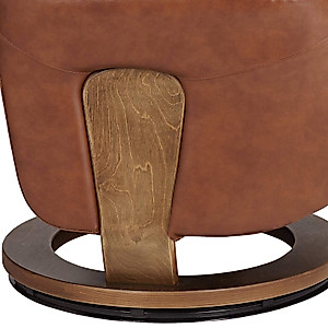 Benchmaster Augusta Brown Swivel Faux Leather Recliner Chair Modern Armchair Comfortable Manual Reclining Footrest Headrest Adjustable for Bedroom Living Room Reading Home Relax Office