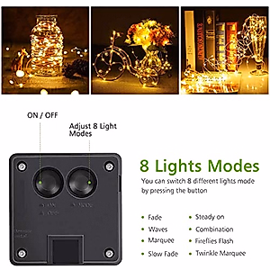 ECOWHO Solar String Lights Outdoor, 72ft 200 LED Solar Powered Fairy Lights Waterproof Decorative Lighting for Patio Garden Yard Party Wedding (Warm White，1Pack)