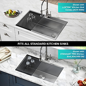 Kraus 20.5 in. Over Sink Roll Up Dish Drying Rack in Jet Black