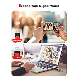 MOSDART 128GB USB3.1 Fast Speed C and A Dual Flash Drive, exFAT Memory Stick with Keychain and LED Indicator, for iPhone 15 and 16, Android Phone, iPad, MacBook, and Other Laptops, Red