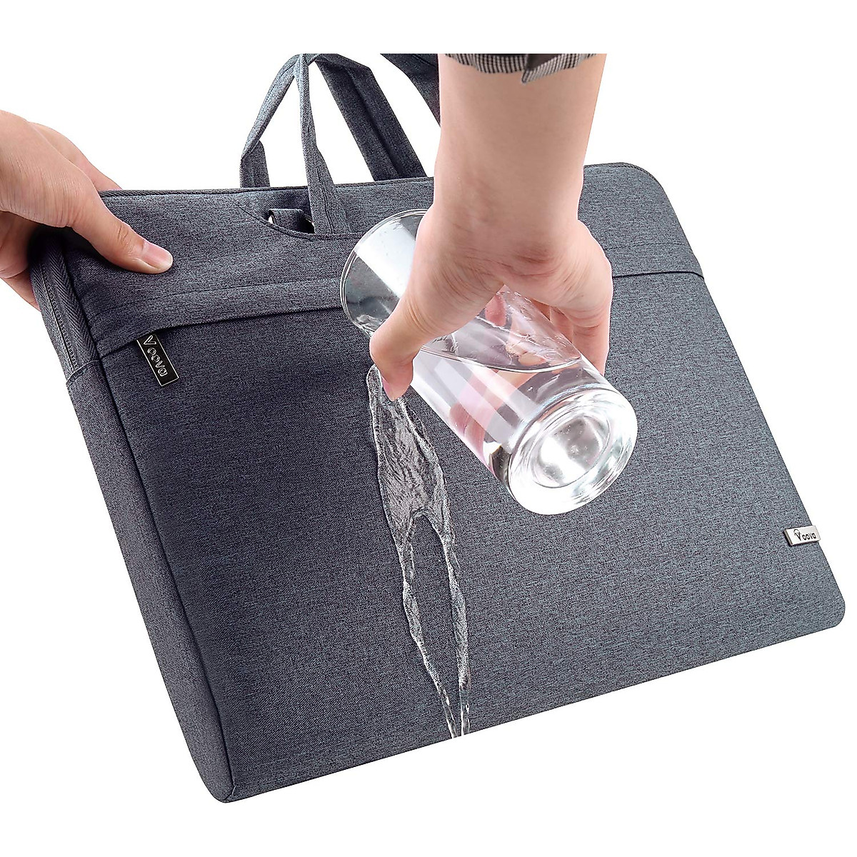 Voova Laptop Bag 17 17.3 inch Water-resistant Laptop Sleeve Case with Shoulder Straps & Handle/Notebook Computer Case Briefcase Compatible with MacBook/Acer/Asus/Hp, Grey