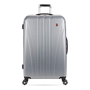 SwissGear 7585 Hardside Expandable Luggage with Spinner Wheels, Silver, Checked-Large 28-Inch