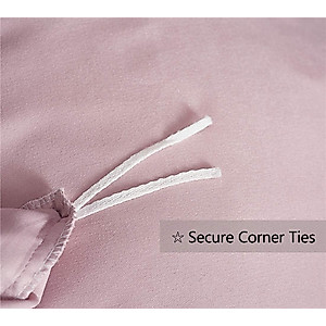 Omelas Blush Pink Ruffled Duvet Cover Set Twin Size Vintage Ruffle Fringe Comforter Cover Solid Color Farmhouse Rustic Single Bedding Soft Microfiber,Zipper Closure,1 Sham (Mauve Pink, Twin)